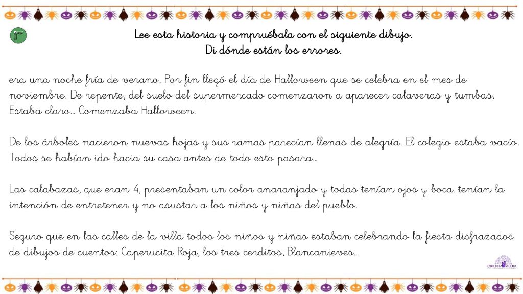 ESTUPENDAS TARJETAS DE COMPRENSIÓN LECTORA HALLOWEEN -Orientacion Andujar