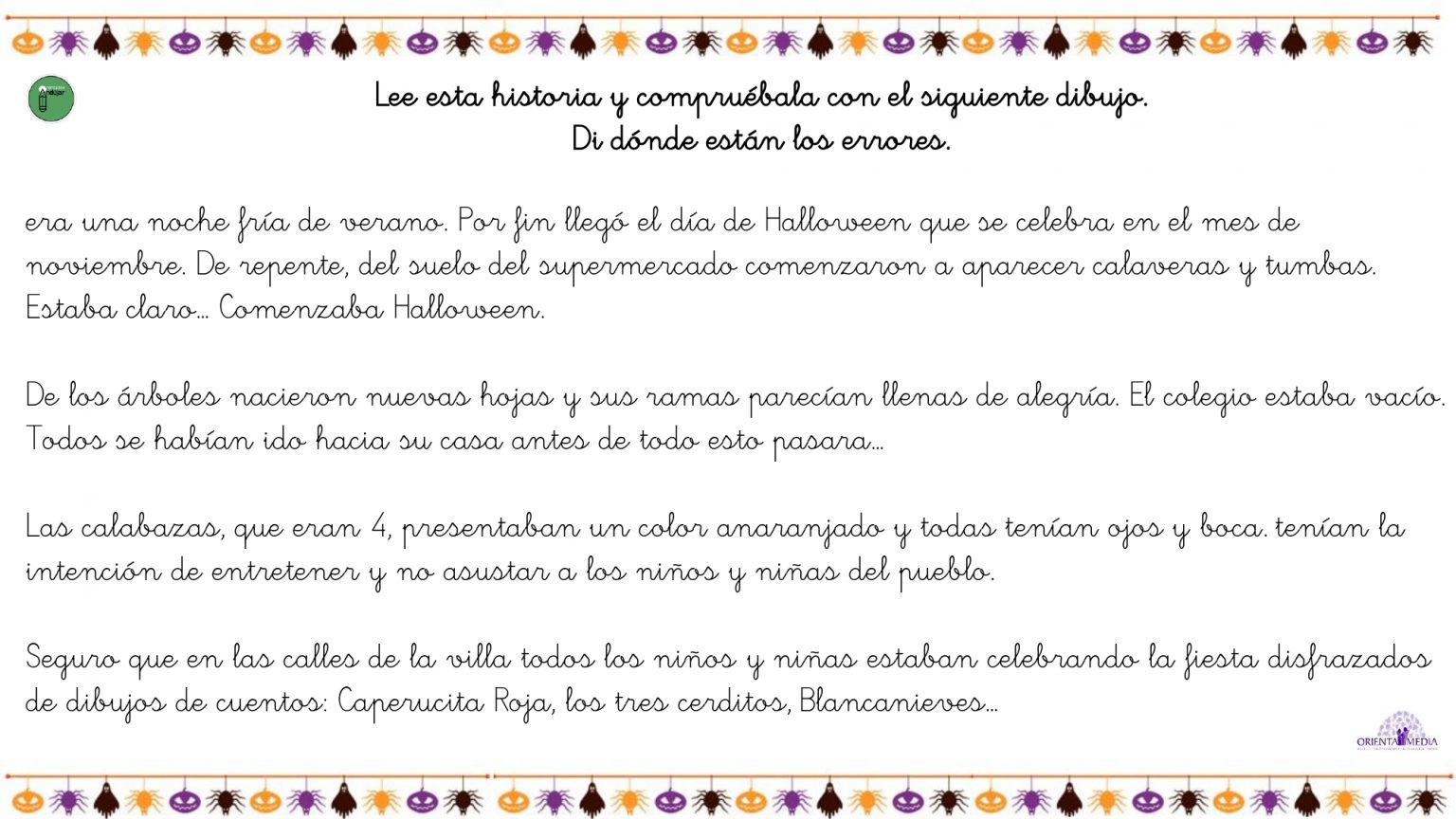 ESTUPENDAS TARJETAS DE COMPRENSIÓN LECTORA HALLOWEEN -Orientacion Andujar