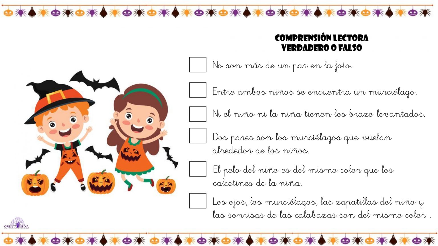 ESTUPENDAS TARJETAS DE COMPRENSIÓN LECTORA HALLOWEEN -Orientacion Andujar
