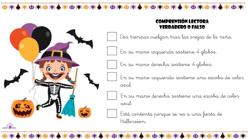 ESTUPENDAS TARJETAS DE COMPRENSIÓN LECTORA HALLOWEEN -Orientacion Andujar