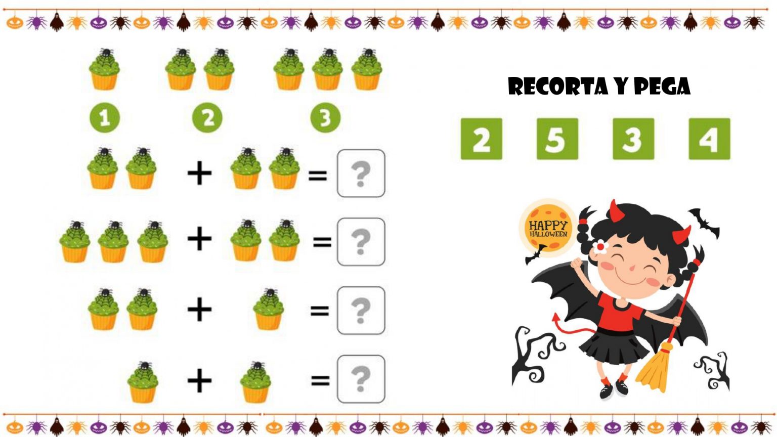 FICHAS DE MATES PARA INFANTIL Y 1º DE PRIMARIA ESPECIAL HALLOWEEN ...