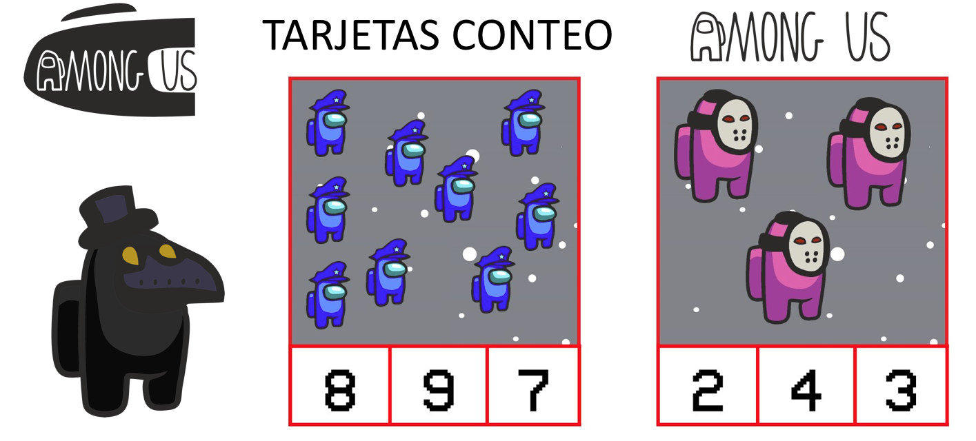 TARJETAS CONTEO personajes AMONG US -Orientacion Andujar