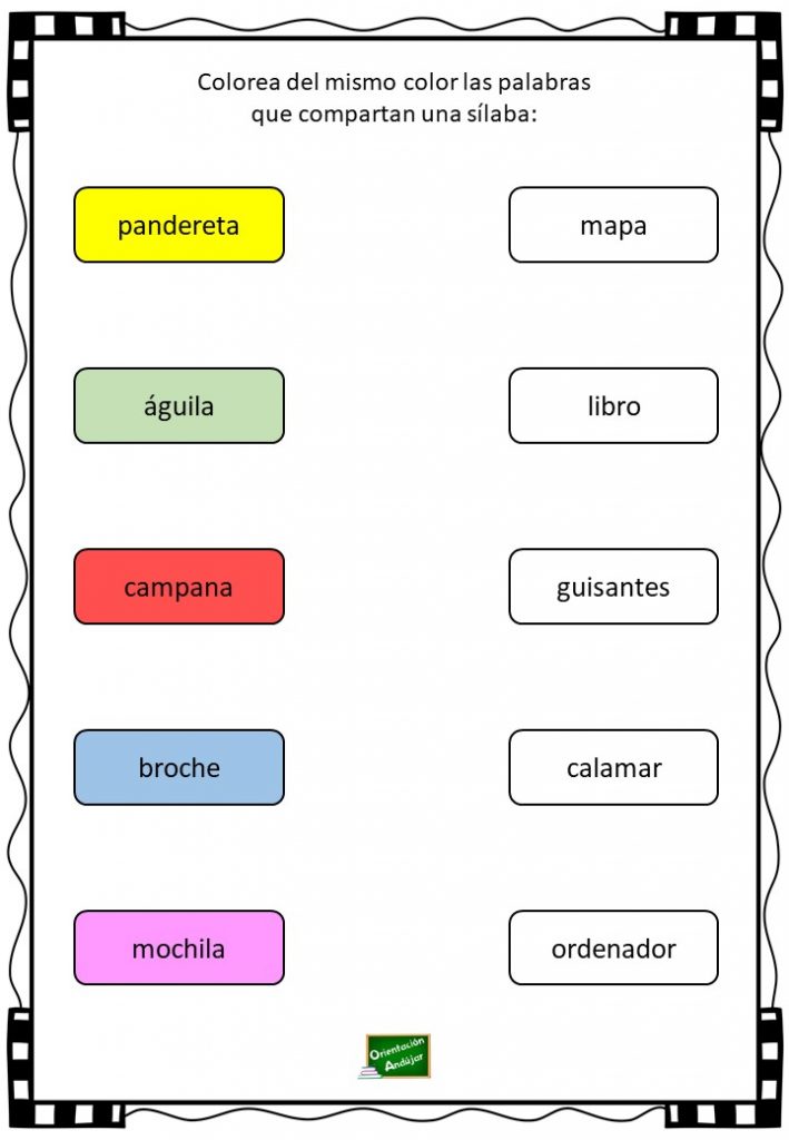 Colorea la silaba silaba directa de uso frecuente - Educational Images ...