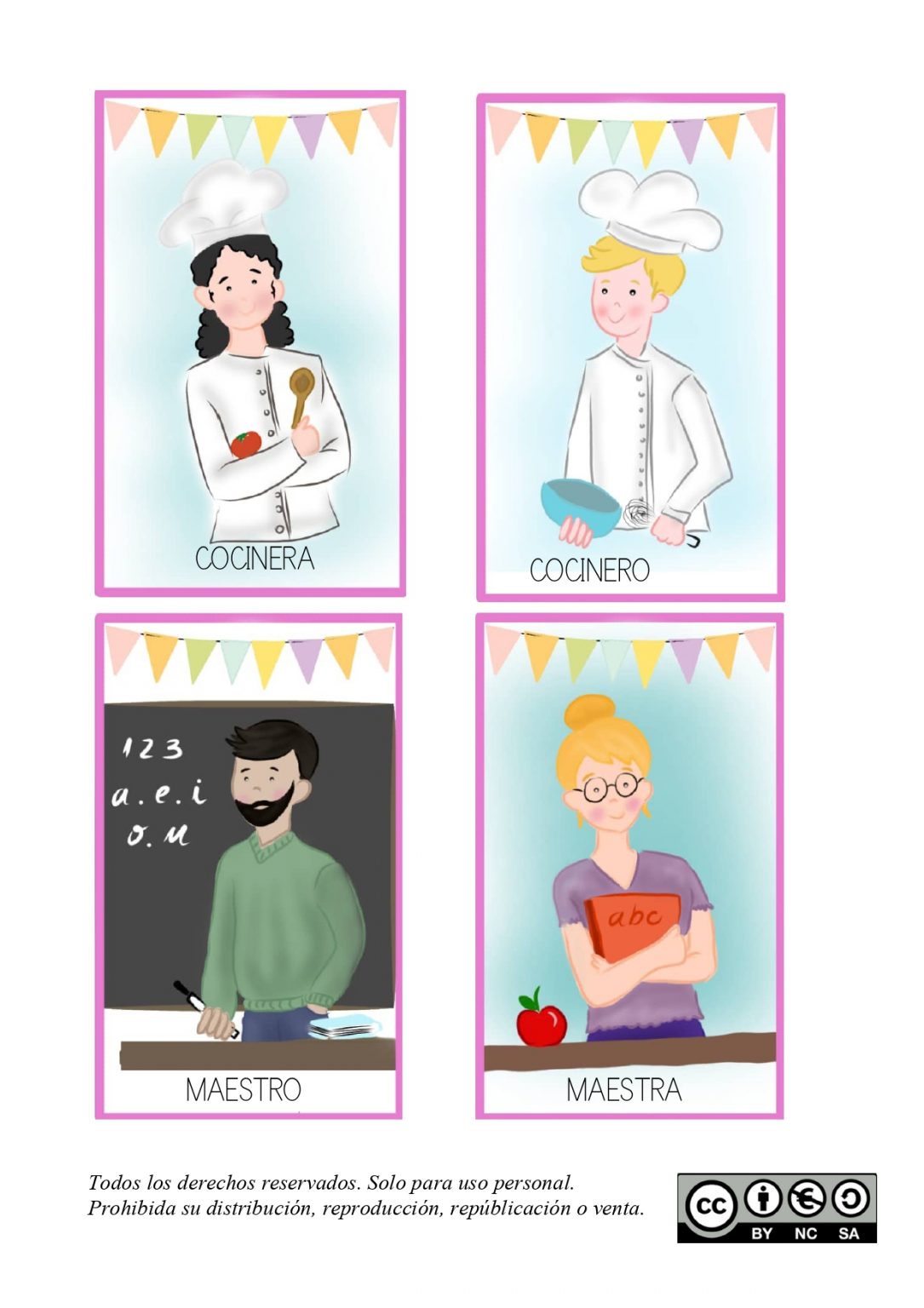 Flash cards profesiones en mayúscula y minúscula -Orientacion Andujar