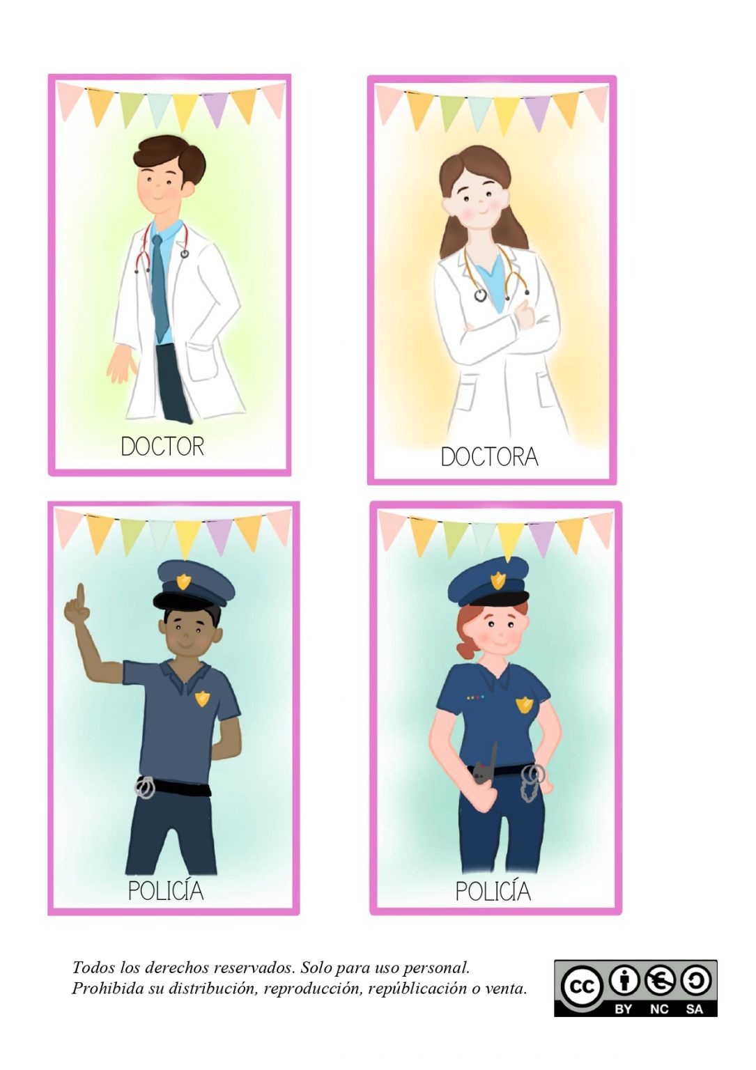 Flash cards profesiones en mayúscula y minúscula -Orientacion Andujar
