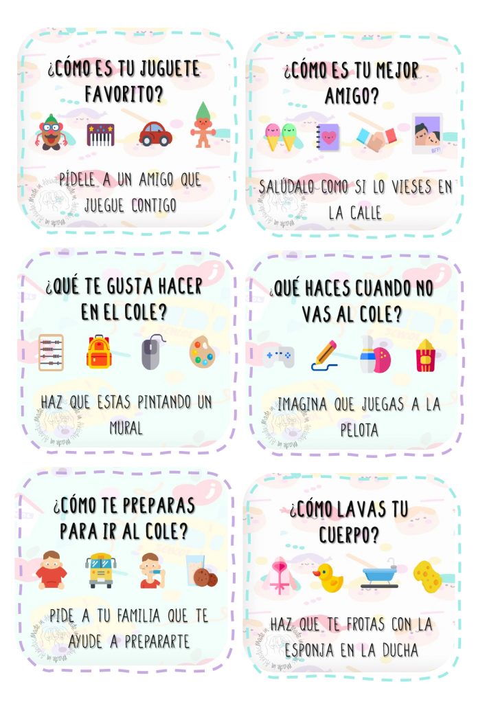 Tarjetas parta hablar y actuar infantil y primer ciclo -Orientacion Andujar