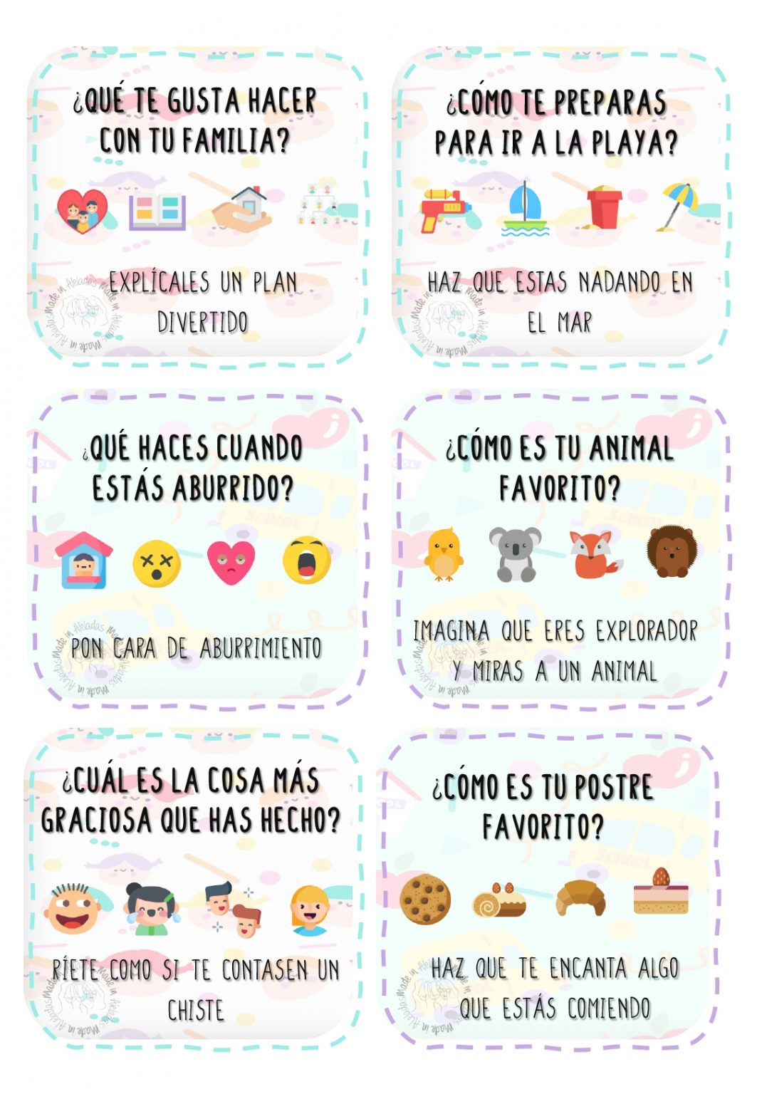 Tarjetas parta hablar y actuar infantil y primer ciclo -Orientacion Andujar