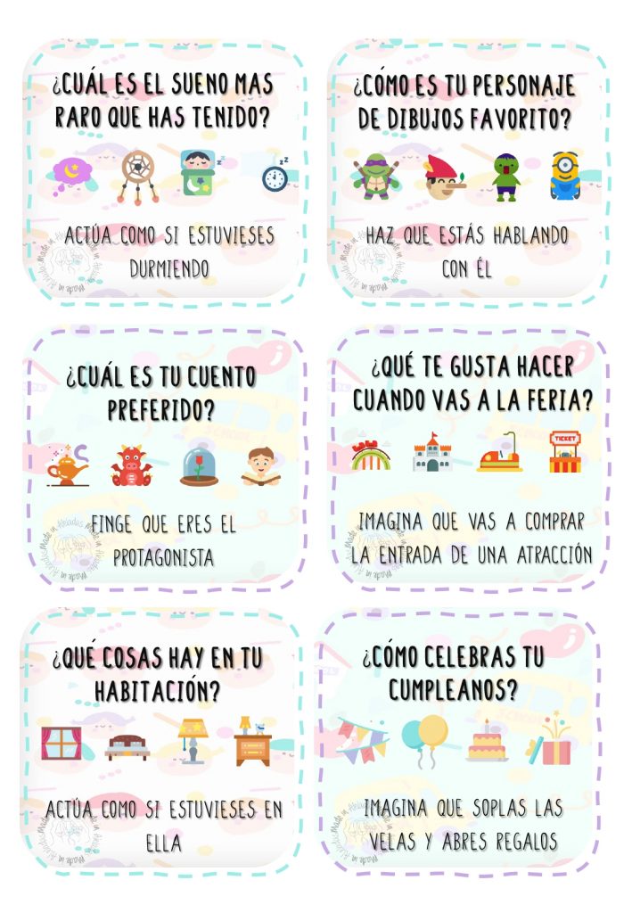 Tarjetas parta hablar y actuar infantil y primer ciclo -Orientacion Andujar