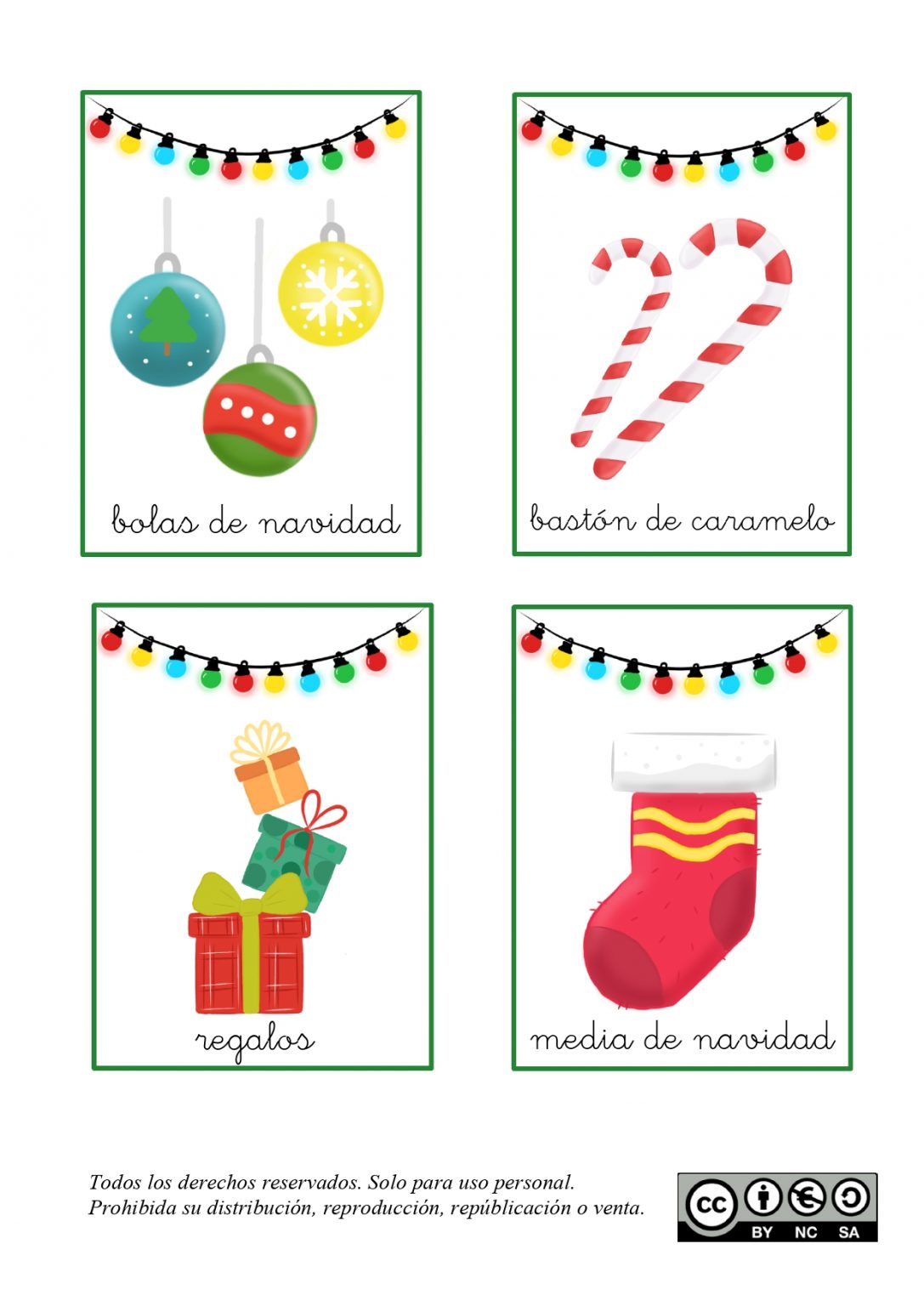 Tarjetas: Vocabulario de Navidad en español e inglés -Orientacion Andujar