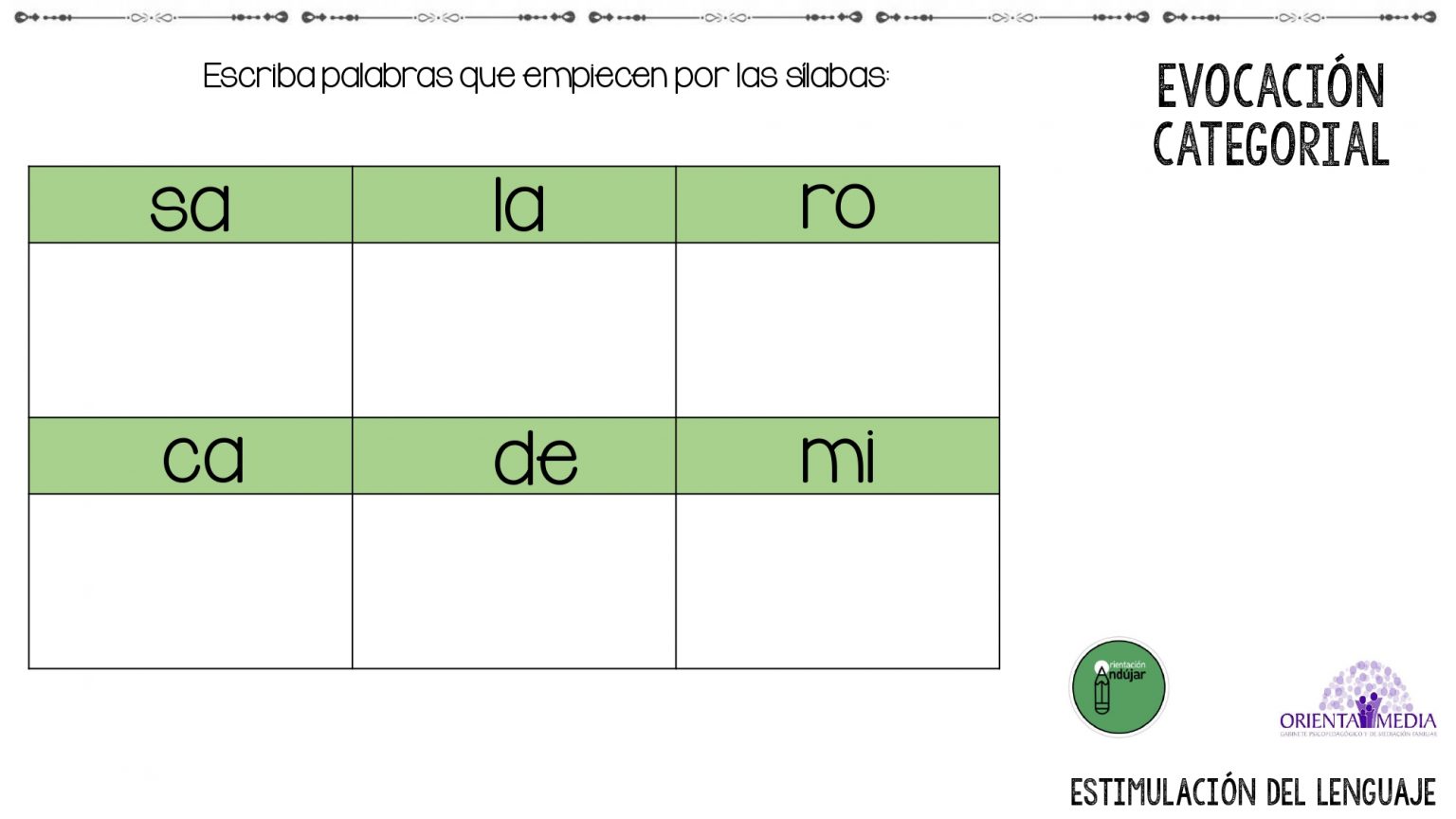 CUADERNILLO ESTIMULACIÓN DEL LENGUAJE ADULTOS -Orientacion Andujar