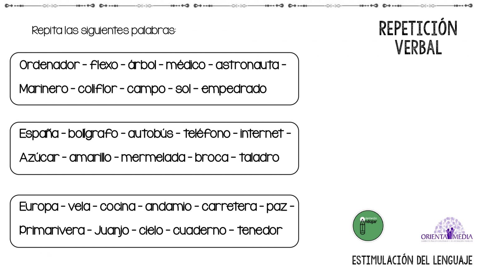 CUADERNILLO ESTIMULACIÓN DEL LENGUAJE ADULTOS -Orientacion Andujar