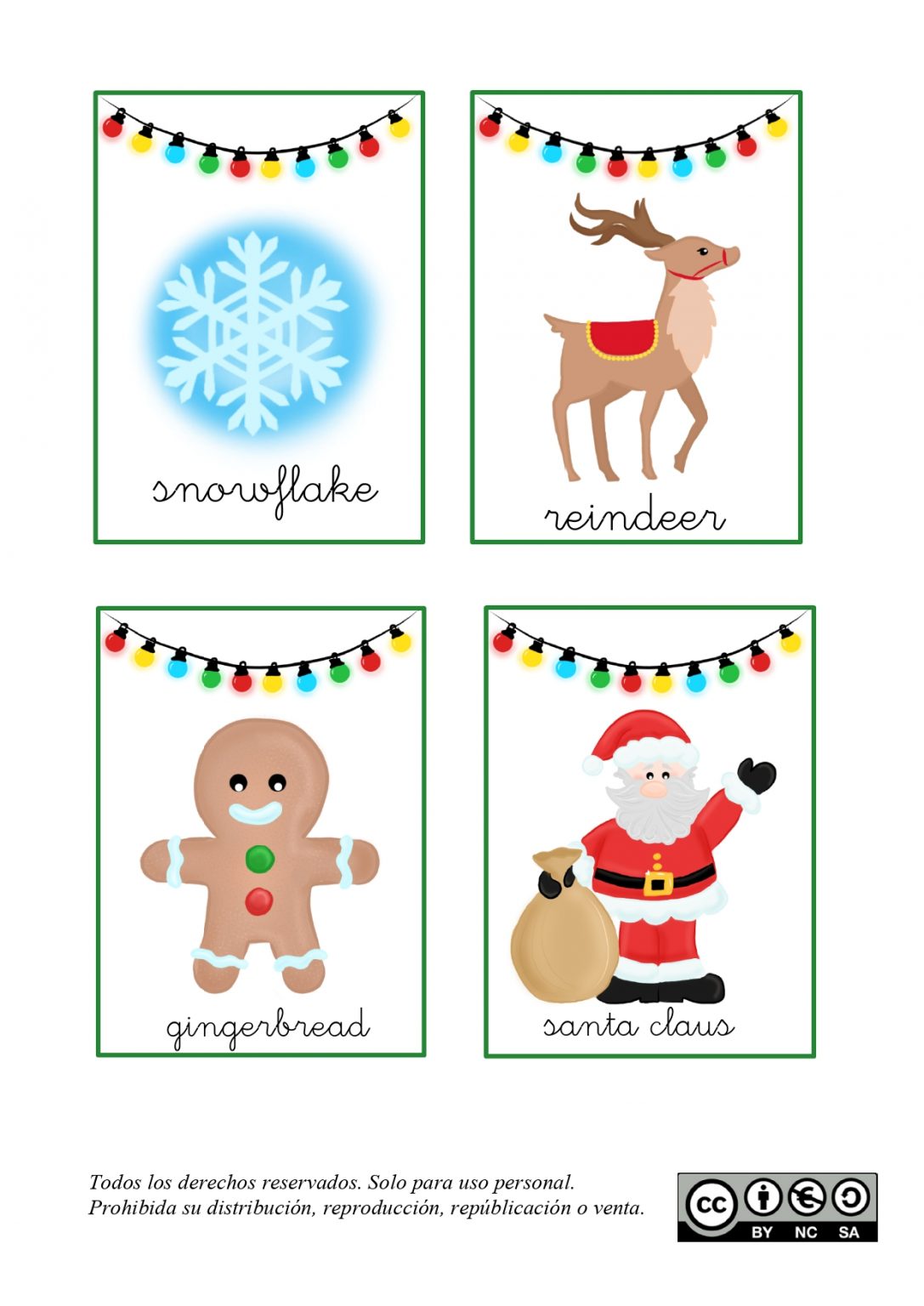 Tarjetas: Vocabulario de Navidad en español e inglés -Orientacion Andujar