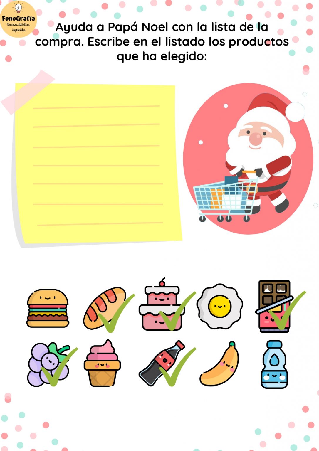 Lectoescritura y funciones ejecutivas. Las compras de Papá Noel ...