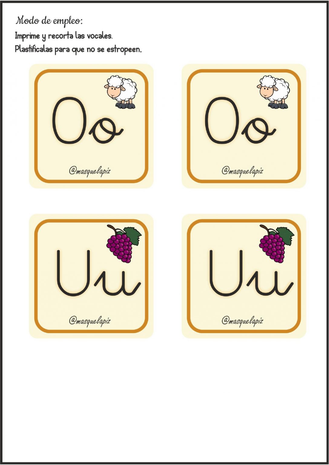 Memory de las vocales -Orientacion Andujar