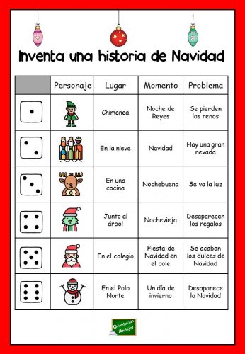 Tablero de escritura creativa: Historias de Navidad -Orientacion Andujar
