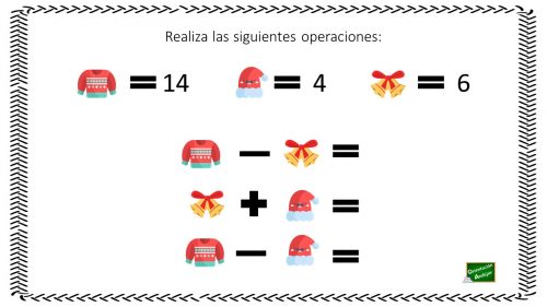 Sumas y restas sencillas navideñas - Orientacion Andujar