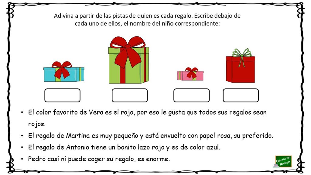 Juego de pistas: Adivina de quien es el regalo a partir de las ...