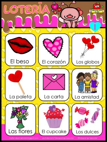 BINGO LOTERÍA semántico y visual 14 DE FEBRERO DIA DEL AMOR Y LA ...