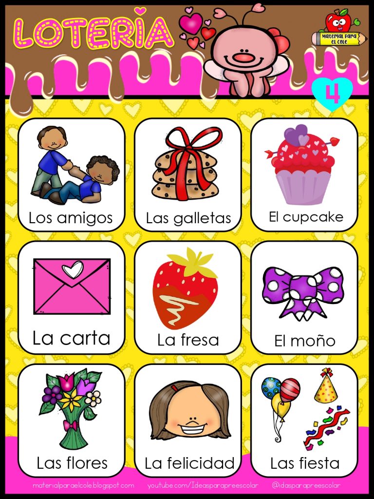 BINGO LOTERÍA semántico y visual 14 DE FEBRERO DIA DEL AMOR Y LA ...