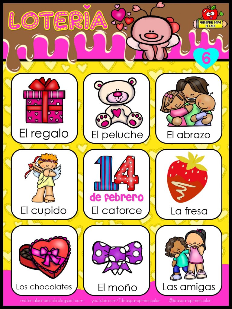 BINGO LOTERÍA semántico y visual 14 DE FEBRERO DIA DEL AMOR Y LA ...