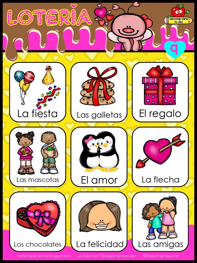BINGO LOTERÍA semántico y visual 14 DE FEBRERO DIA DEL AMOR Y LA ...