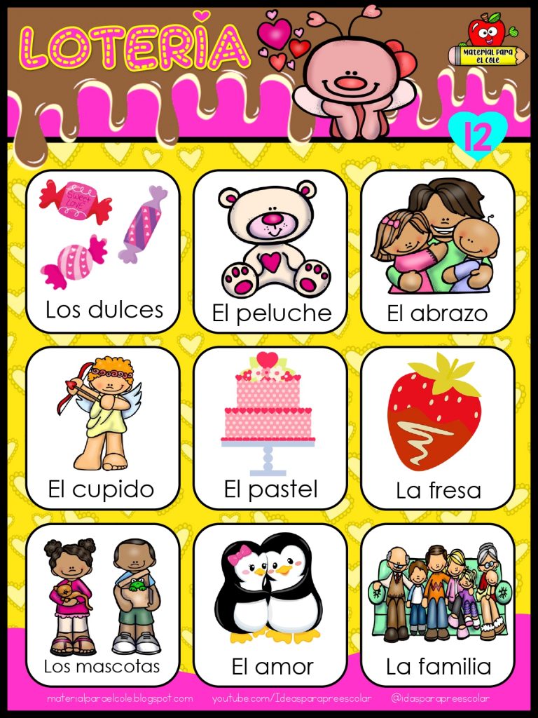 BINGO LOTERÍA semántico y visual 14 DE FEBRERO DIA DEL AMOR Y LA ...
