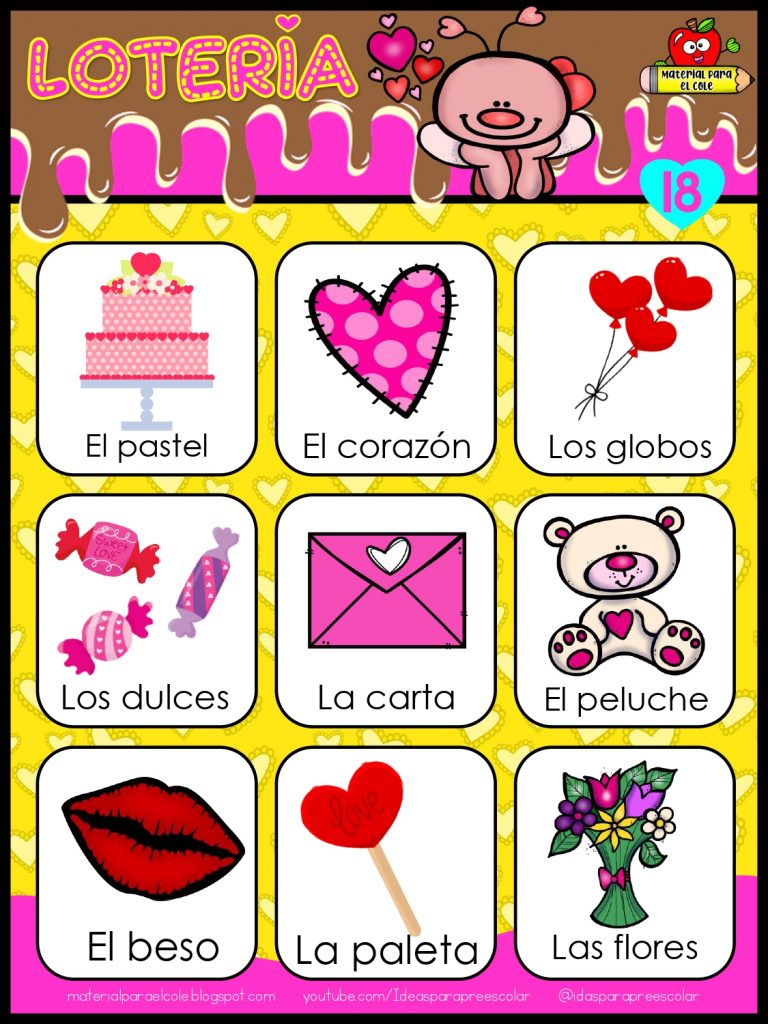 BINGO LOTERÍA semántico y visual 14 DE FEBRERO DIA DEL AMOR Y LA ...