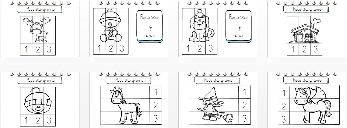 PUZZLES NUMÉRICOS INFANTIL NÚMEROS 1-2-3 RECORTA Y PEGA -Orientacion ...