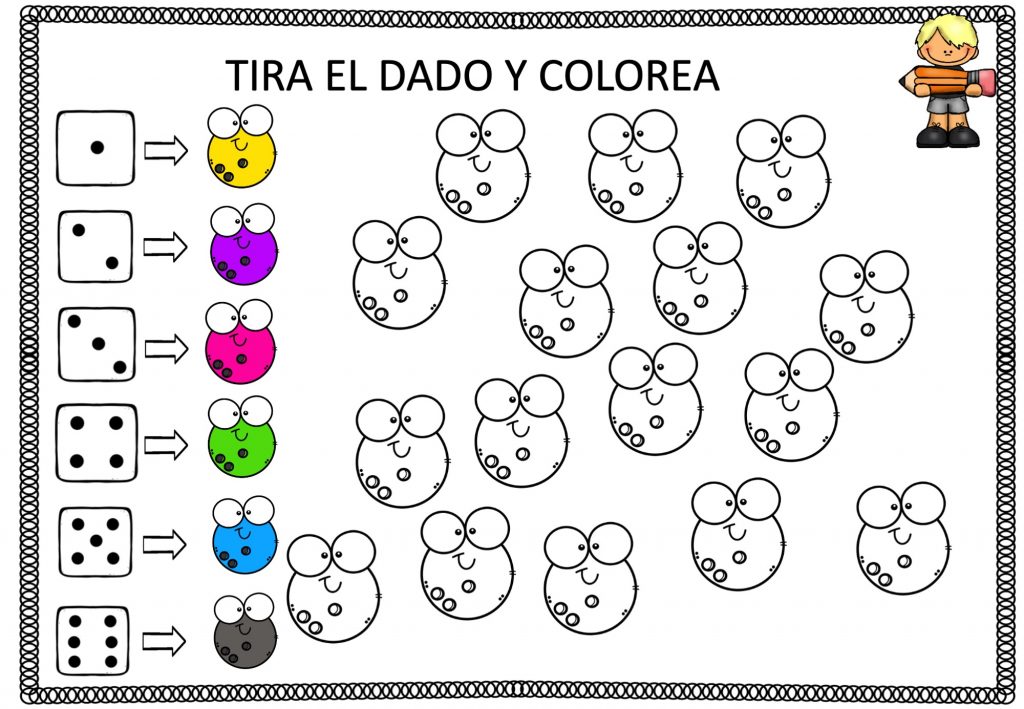 Divertidas fichas Juego Tira el dado y colorea + plantilla -Orientacion ...