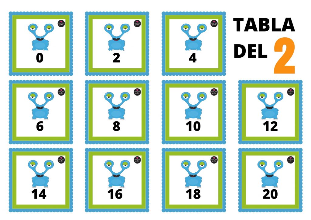 Memories monstruosos tablas de multiplicar 0-10 -Orientacion Andujar