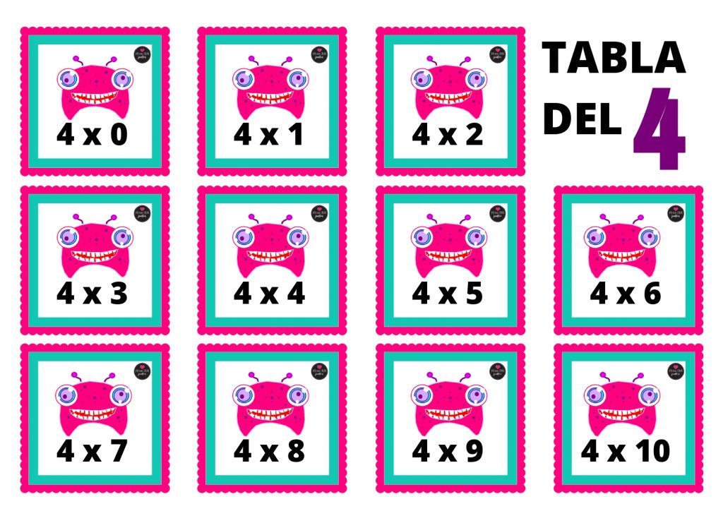 Memories monstruosos tablas de multiplicar 0-10 -Orientacion Andujar