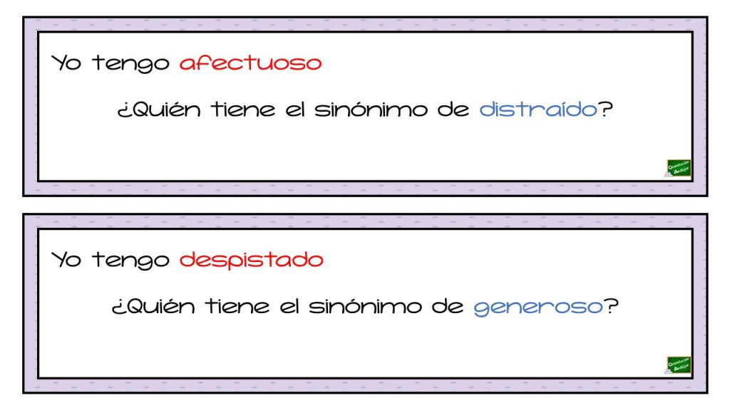 Juego "Yo tengo...¿Quién tiene" con adjetivos sinónimos -Orientacion ...
