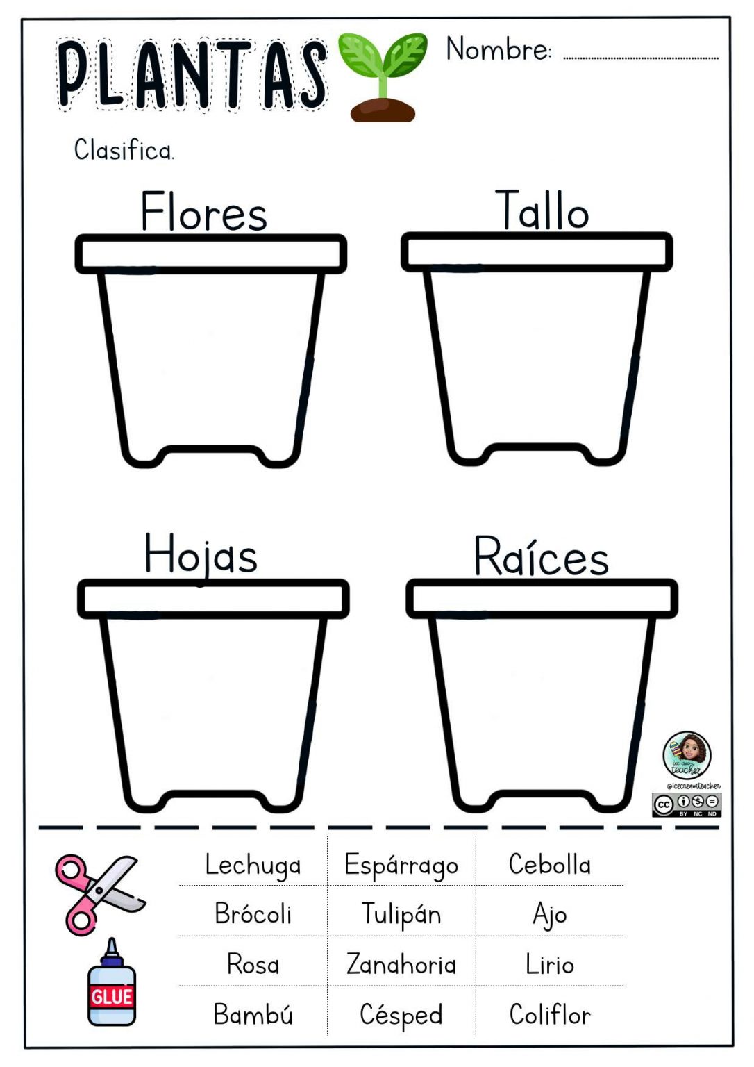 Las plantas foldables, recortes o para colorear -Orientacion Andujar