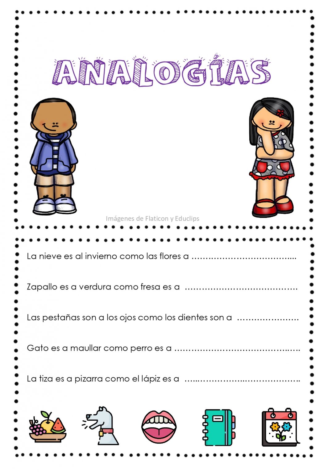 Trabajamos 75 fichas de analogías con apoyos visuales -Orientacion Andujar