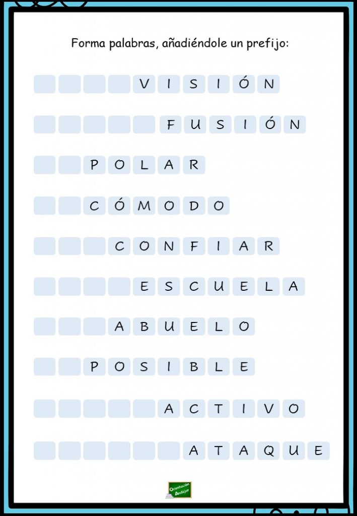 Formar palabras con prefijos - Orientacion Andujar