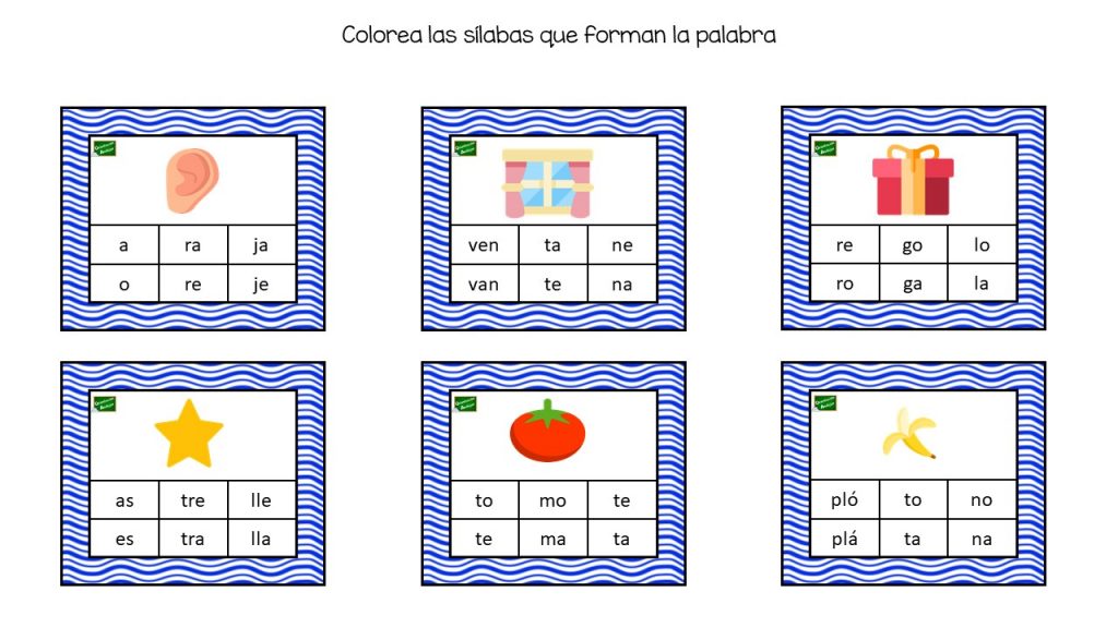 Tarjetas conciencia silábica: Palabras trisílabas -Orientacion Andujar