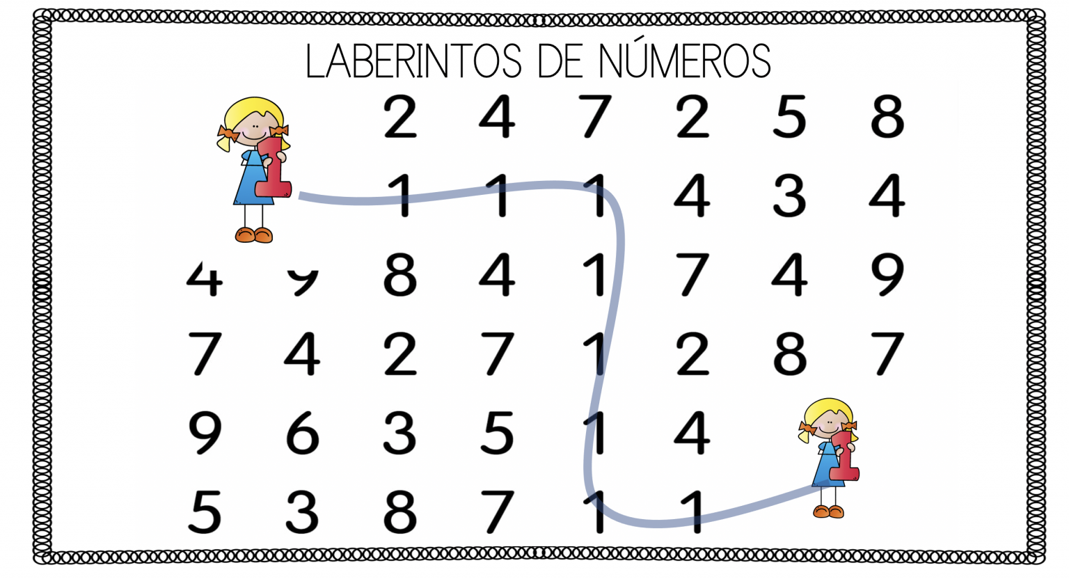 Sencillos laberintos numéricos para los más pequeños - Orientacion Andujar