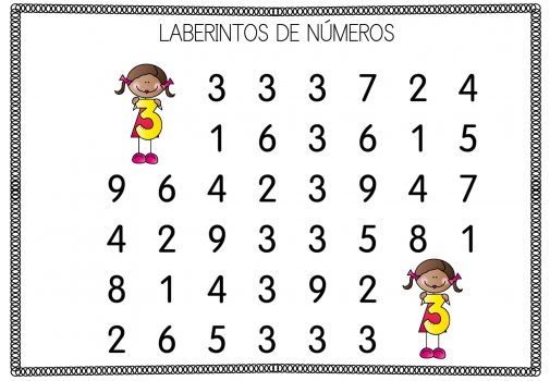 Sencillos laberintos numéricos para los más pequeños - Orientacion Andujar