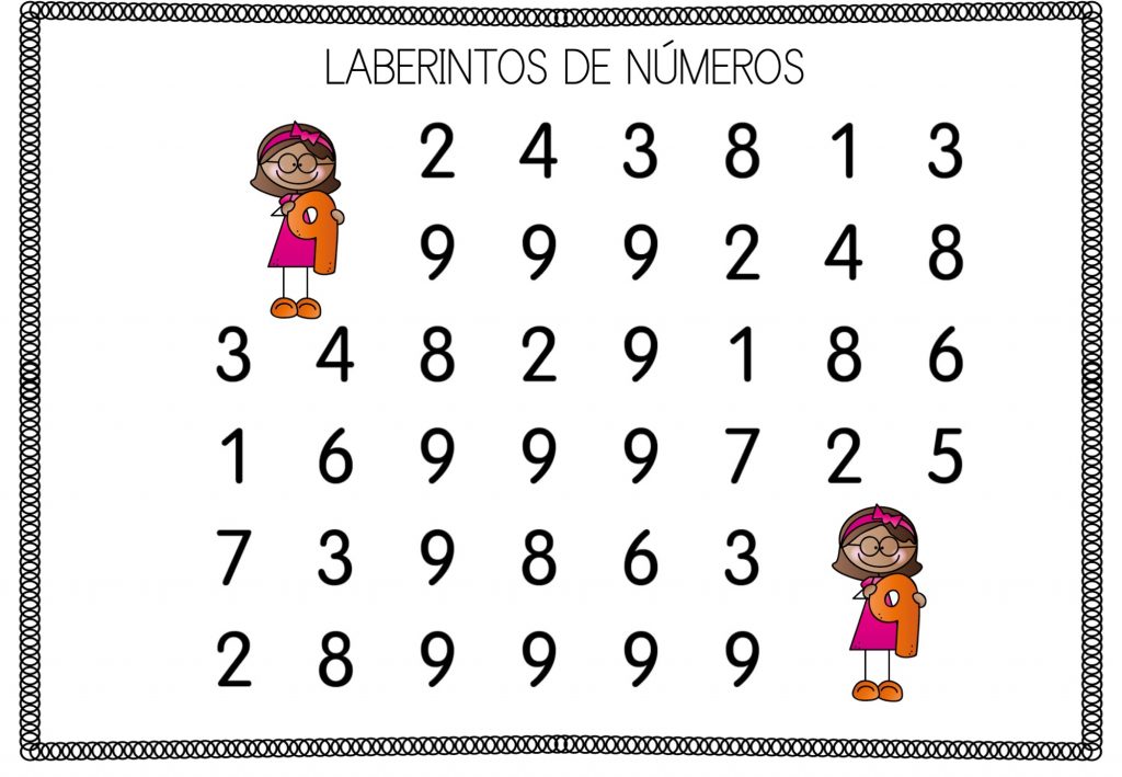Sencillos laberintos numéricos para los más pequeños - Orientacion Andujar