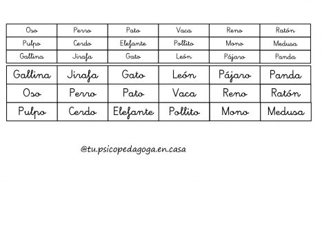 Trabajamos la lectura de palabras - Orientacion Andujar