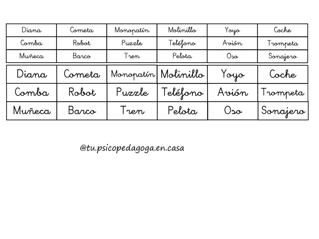 Trabajamos la lectura de palabras - Orientacion Andujar