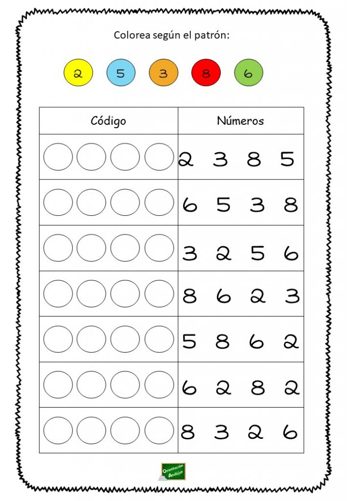 Estimulación cognitiva colorea según el patrón código de colores ...