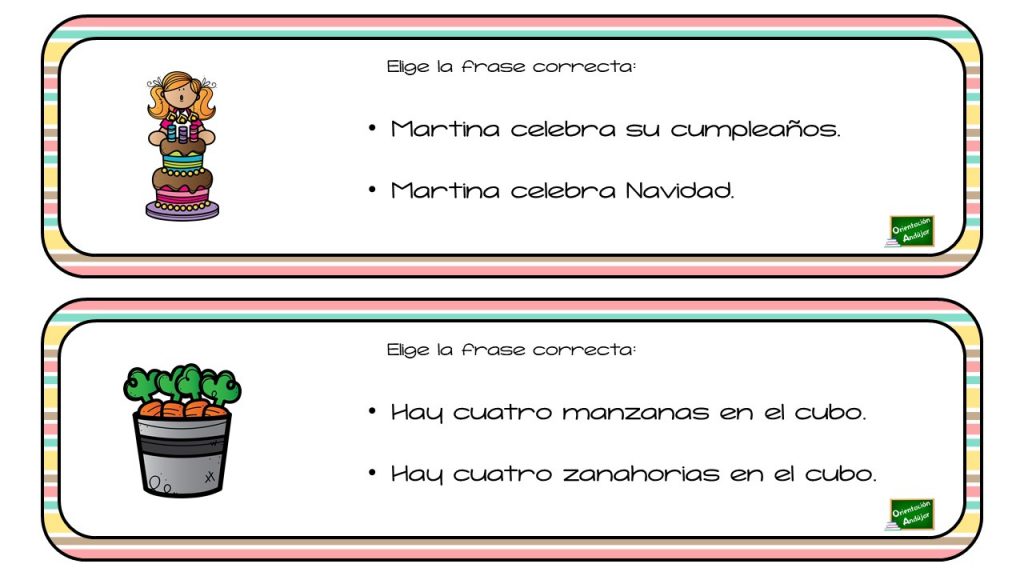 Tarjetas para trabajar la comprensión lectora a partir de dibujos ...