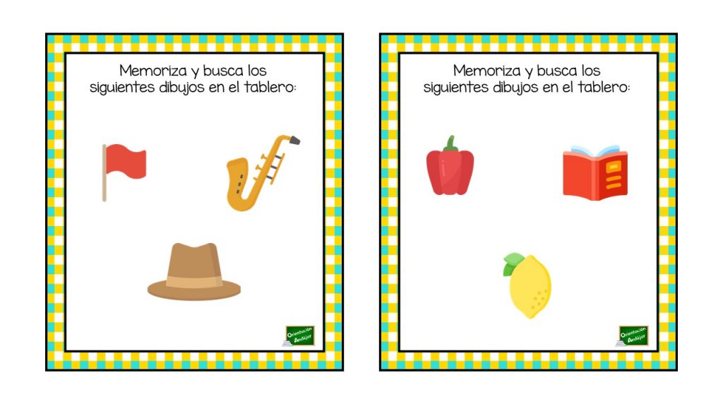 Juego de memoria: Tablero + tarjetas - Orientacion Andujar