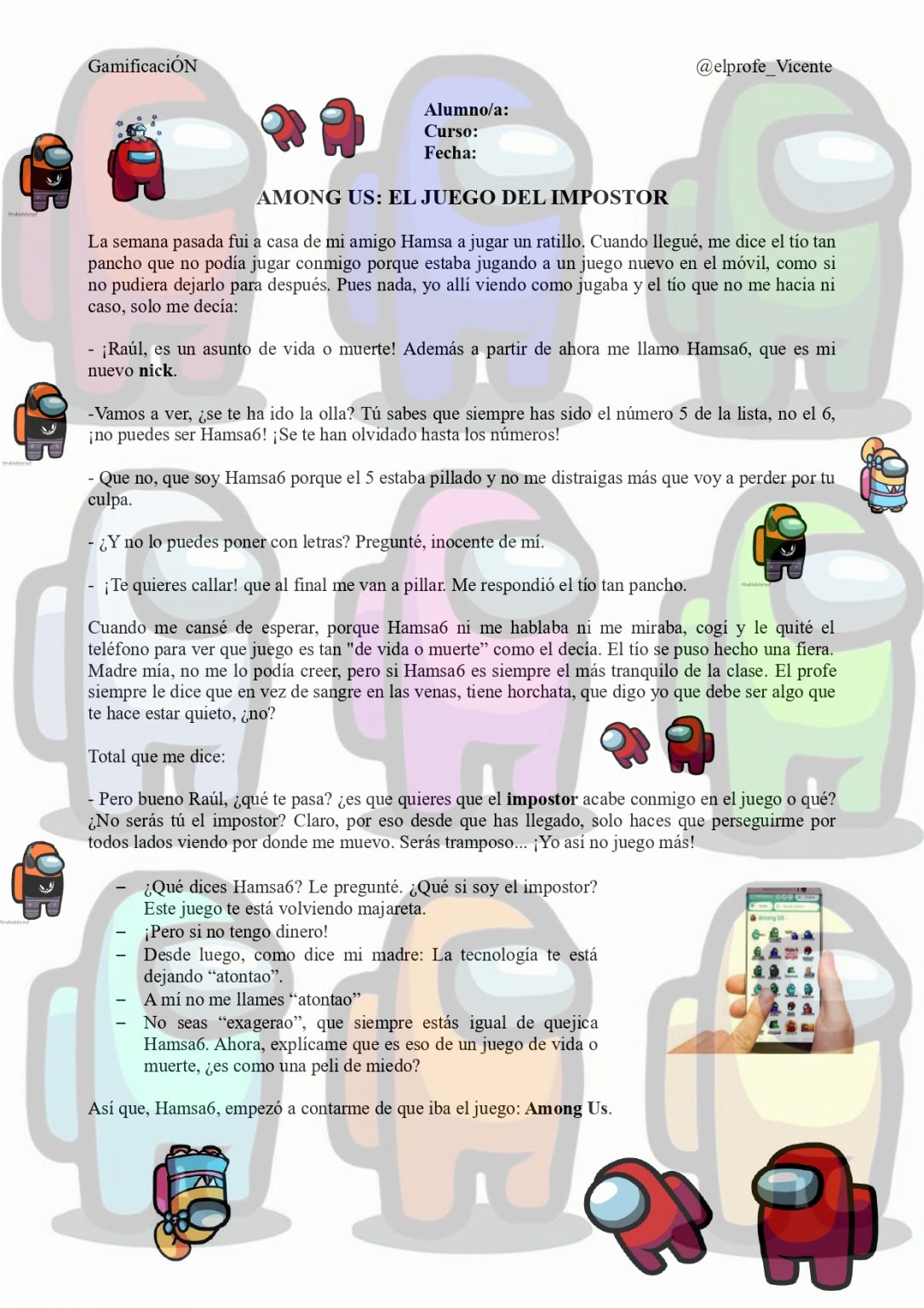 Actividades de Lengua y Mates Con AMONG US - Orientacion Andujar