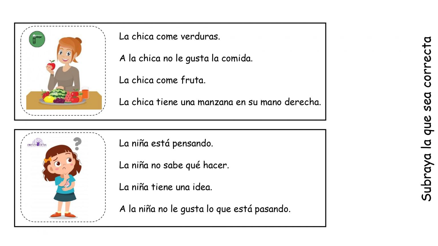 Trabajamos la comprensión lectora de oraciones con estas tarjetitas ...