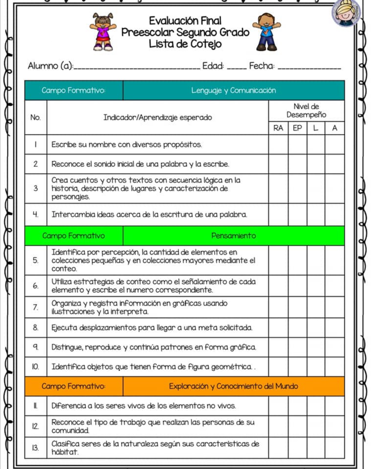 Evaluaci+¦n final para todos los grados de infantil y preescolar_page ...