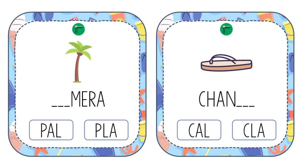 Sílabas trabadas o mixtas con vocabulario de verano - Orientacion Andujar