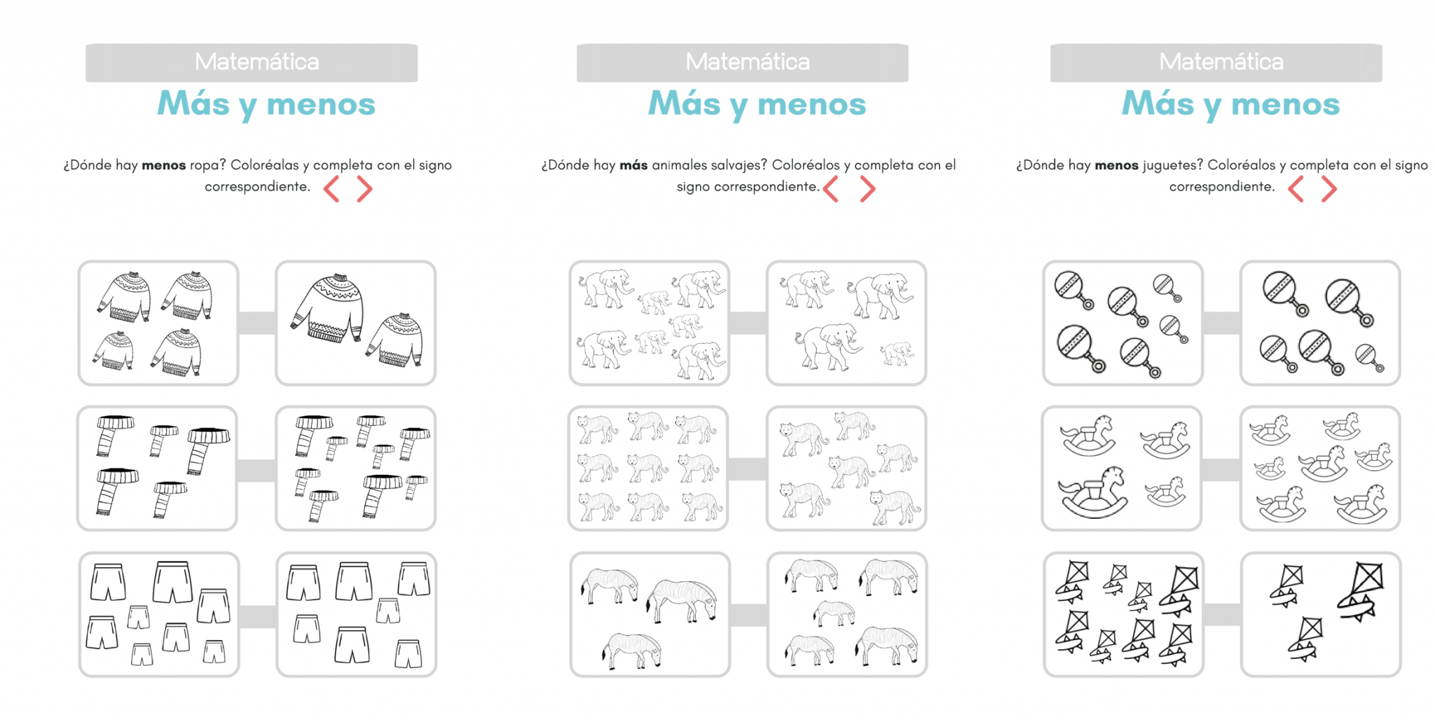 ¿Más o menos? Fichas de matemáticas - Orientacion Andujar