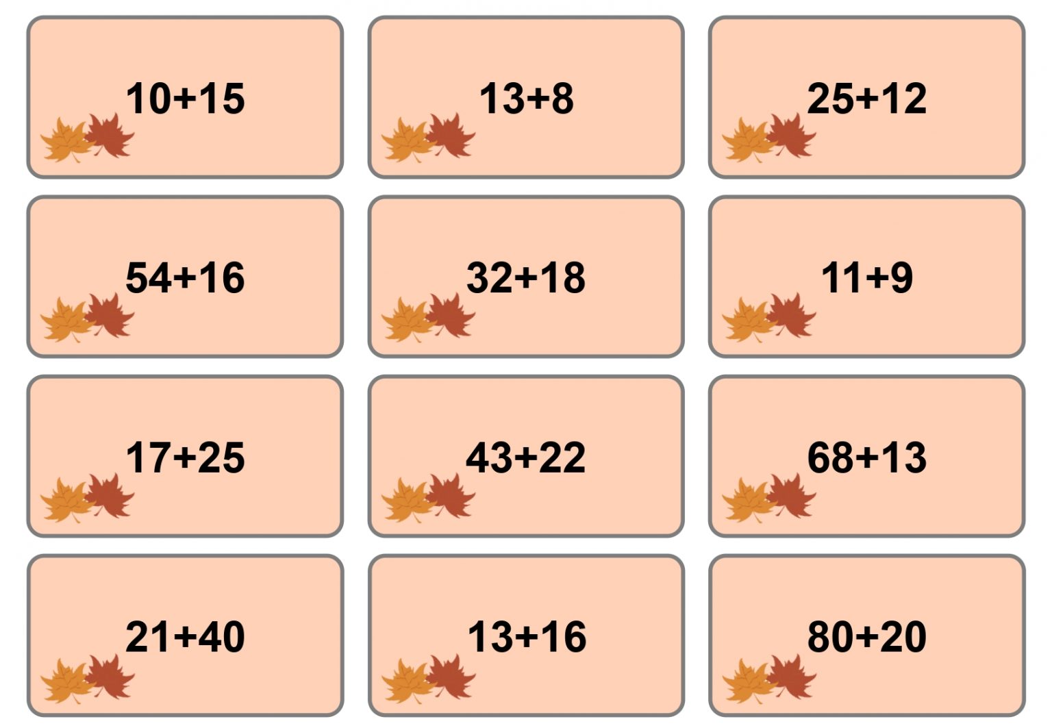 Tablero matemático de otoño - Orientacion Andujar